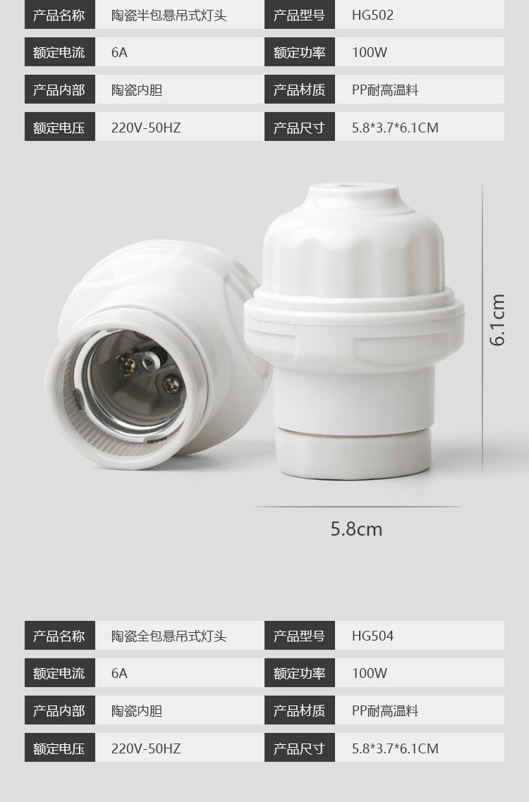 DIAEDGE 20pcs LED Pendant Lamp Socket Universal E27 Waterproof Hanging ...