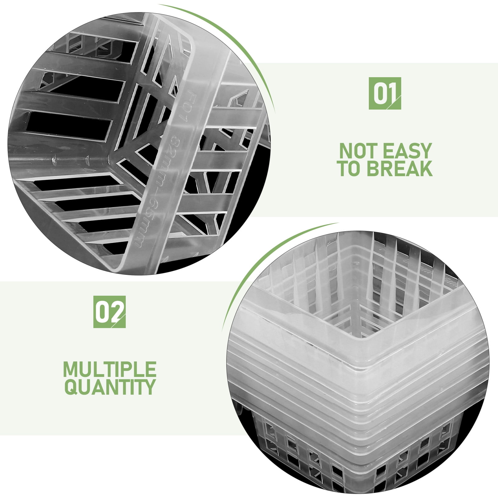 DIAEDGE 20pcs Transparent Square Net Pots Hydroponics Plants Pot ...