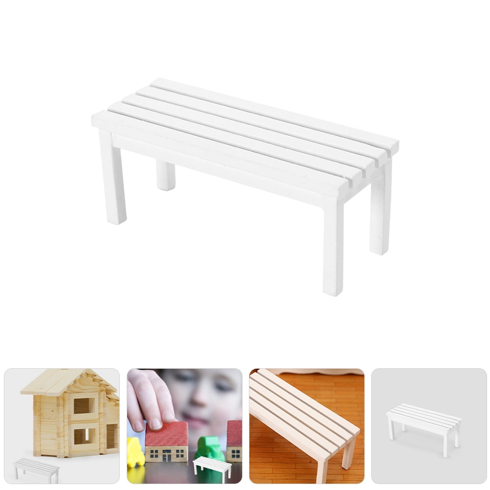 DIAEDGE 2pcs Doll House Bench Miniature Bench Mini Park Garden Patio ...