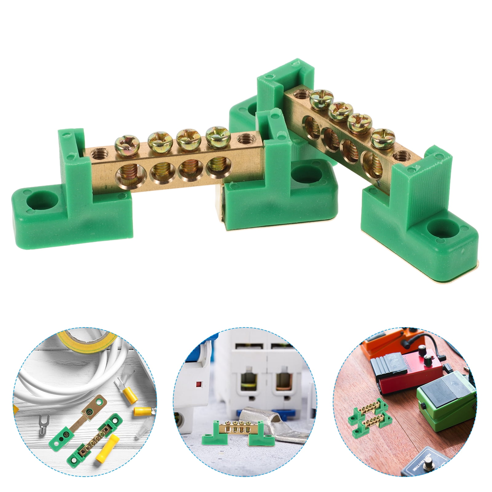 DIAEDGE 2pcs Electrical Grounding Bars Ground Bus Bars 4 terminals ...