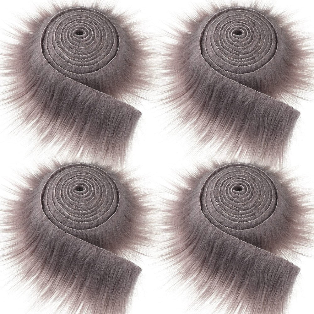 DIAEDGE 2pcs Faux Fur Fabric Precut Strips Shaggy Plush Fur 2x59 Inch ...