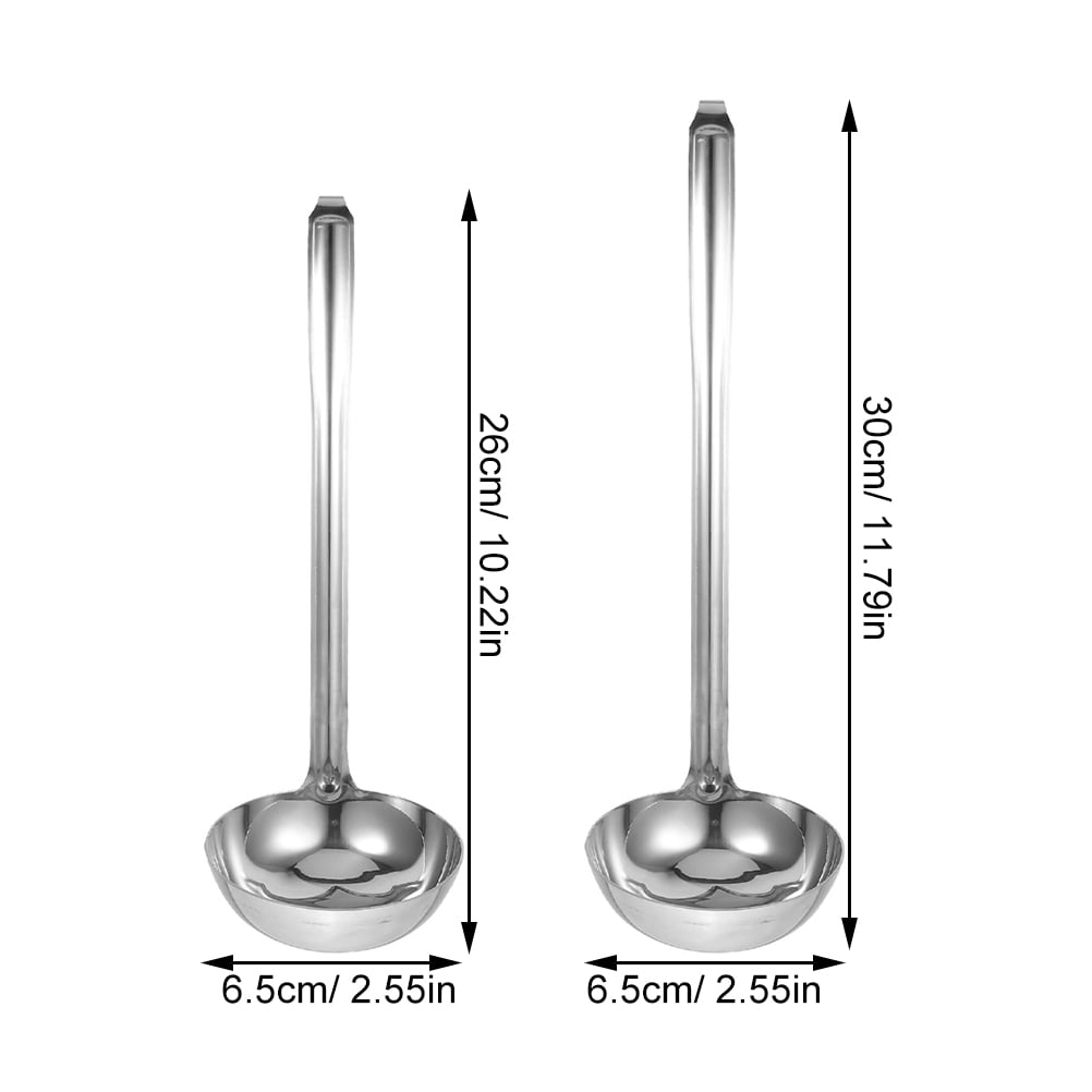 SOPOTUTU 2-Pack Stainless Steel Soup Ladles with Hooks for Easy Storage, Plated Kitchen Serving ...