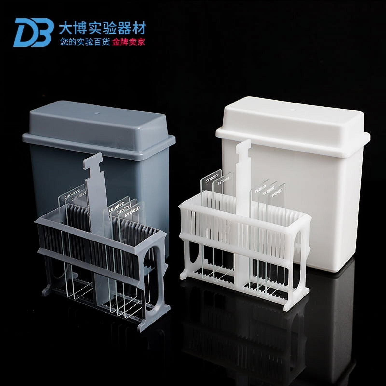 DIAEDGE 2pcs Microscope Slides Staining Jar and Rack 24 Positions ...
