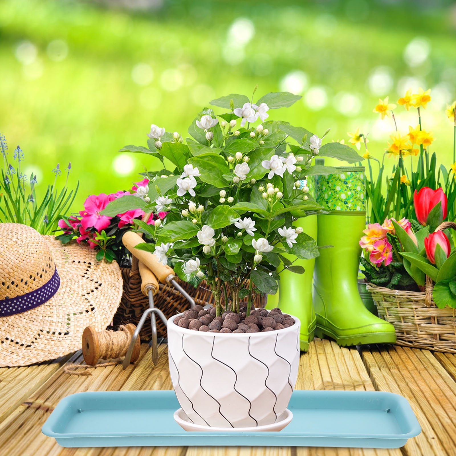 DIAEDGE 2pcs Plastic Planter Tray Plant Water Trays For Indoors Flower ...