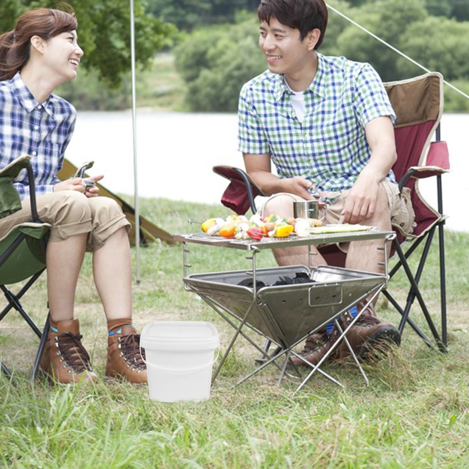 DIAEDGE 2pcs Square Plastic Buckets With Lids Reusable Plastic Bucket ...