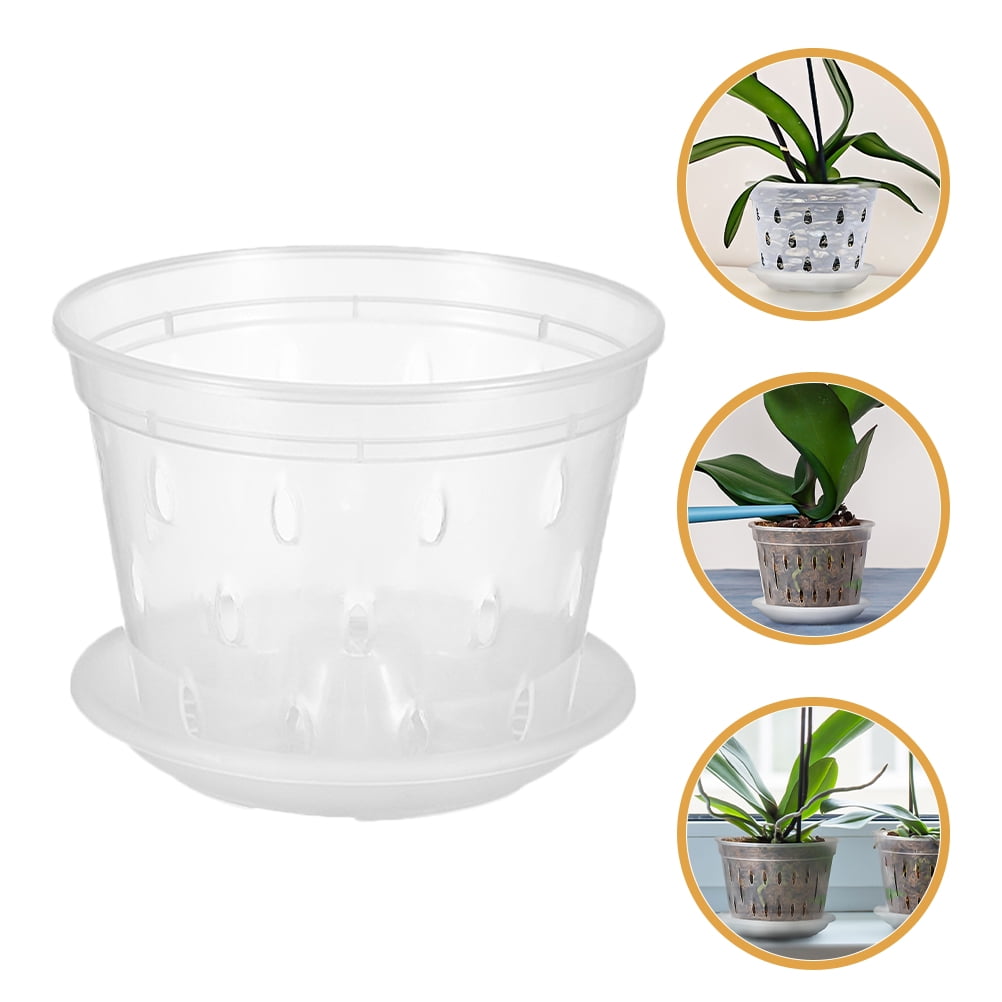 DIAEDGE 3 Sets of Clear Plastic Orchid Pot Breathable Orchid Planter ...
