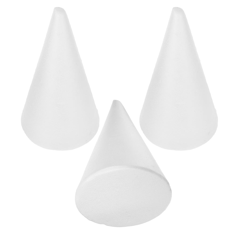 DIAEDGE 3Pcs Craft White Cones Adornments Foams Cones Drawing Art Cones ...