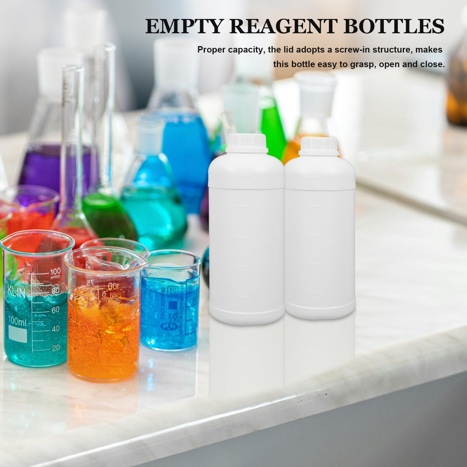 HEMOTON HDPE White Reagent Bottles with Cap for Laboratory Use 1L ...