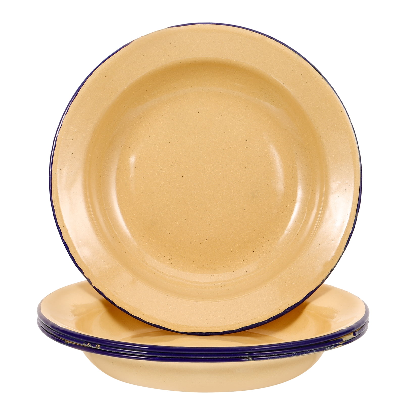 DIAEDGE 4Pcs Enamel Plates Unbreakable Enamelware Dinner Serving ...