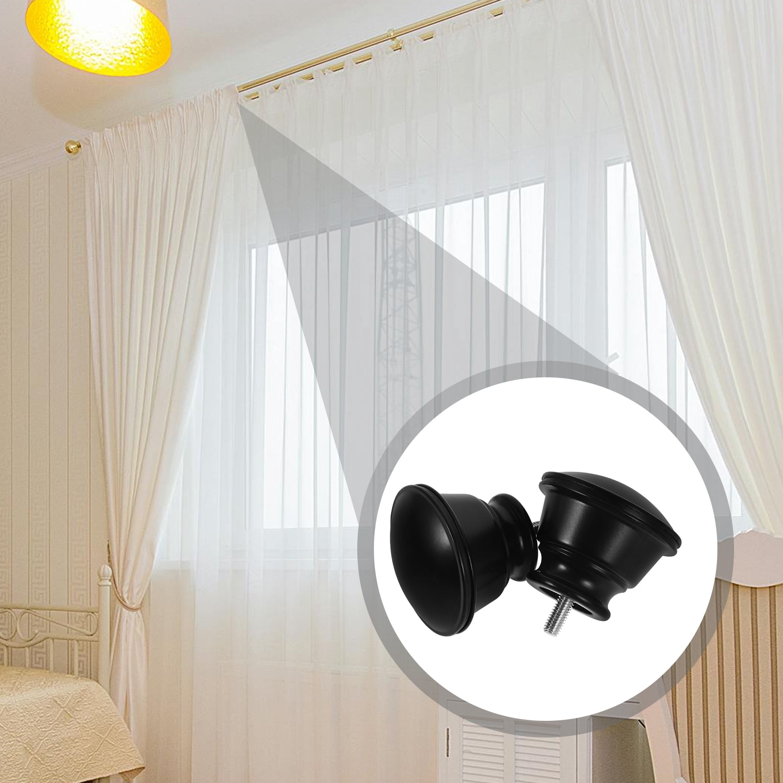 DIAEDGE 4pcs Decorative Curtain Rod Finials Curtain Rod End Caps Window ...