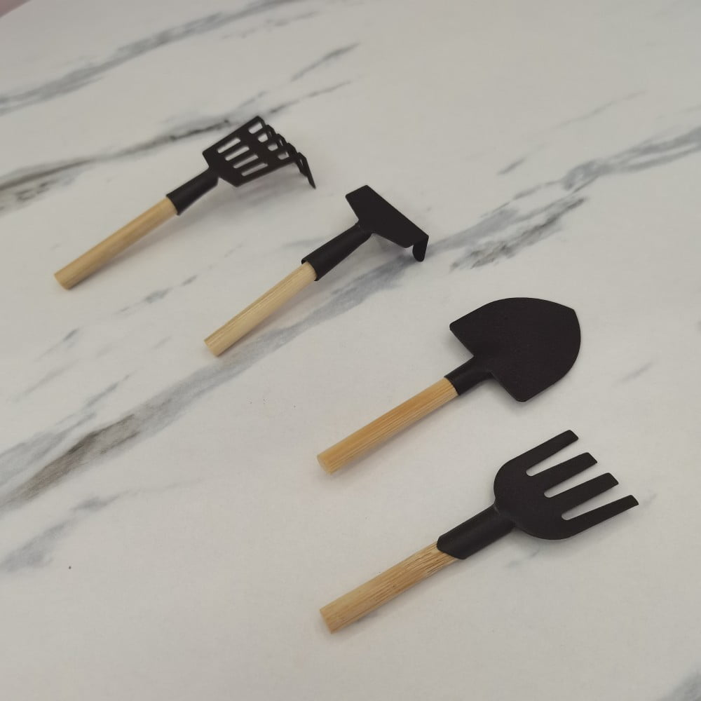 DIAEDGE 4pcs Miniature Garden Farming Tools Mini House Ornaments ...