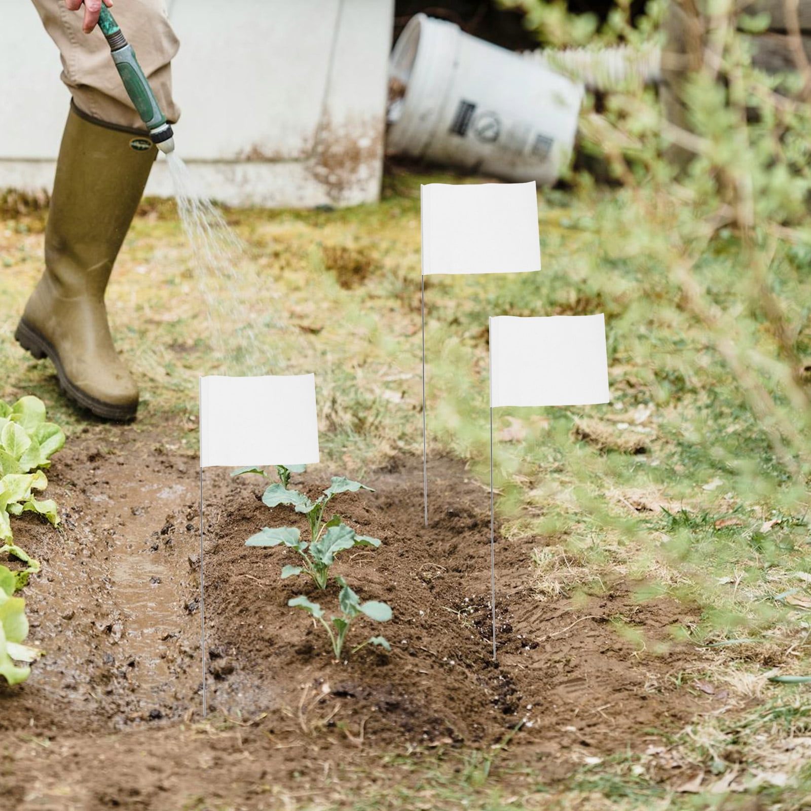 DIAEDGE 50Pcs Garden Marking Flags With Poles Lawn Sprinkler Irrigation ...