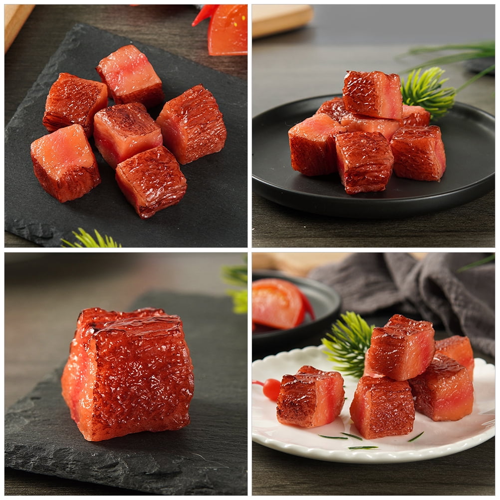 DIAEDGE 5pcs Fake Diced Beef Models Artificial Beef Fake Beef Cubes ...