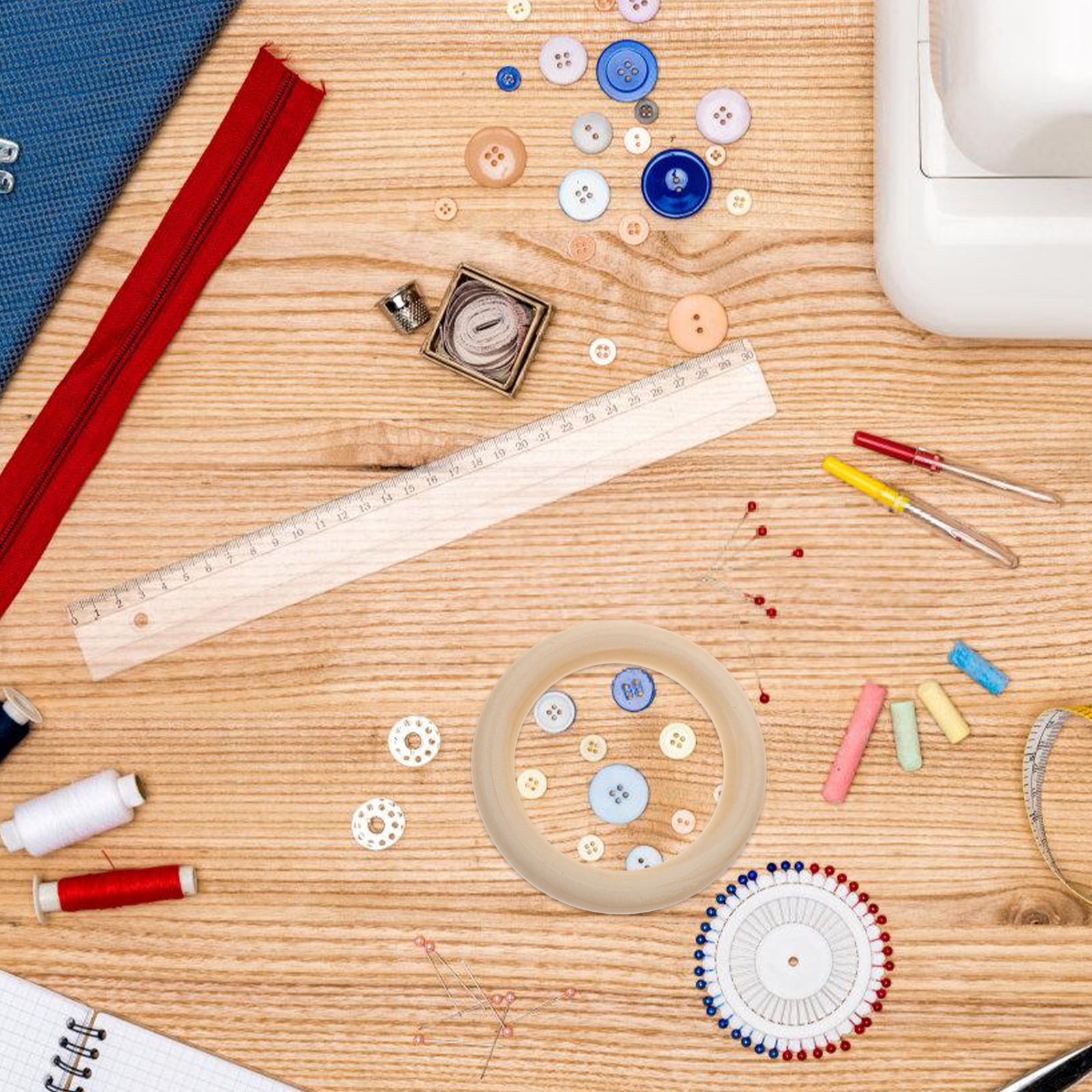 DIAEDGE 6Pcs Wooden Ring Round Blank Circle DIY Wooden Circle DIY Blank ...