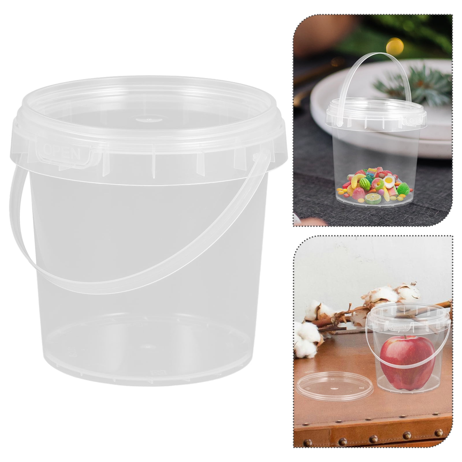 DIAEDGE 6pcs Beverage Buckets with Lid and Handle Fruit Juice Container ...