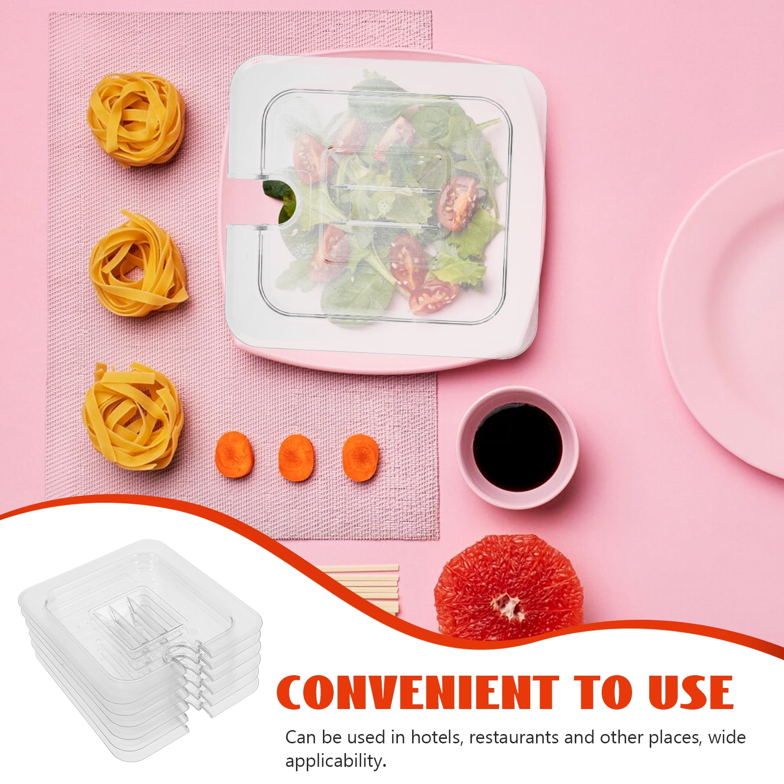 DIAEDGE 6pcs Food Pan Lids 1/6 Size with Handle Clear Hotel Pan Lid ...