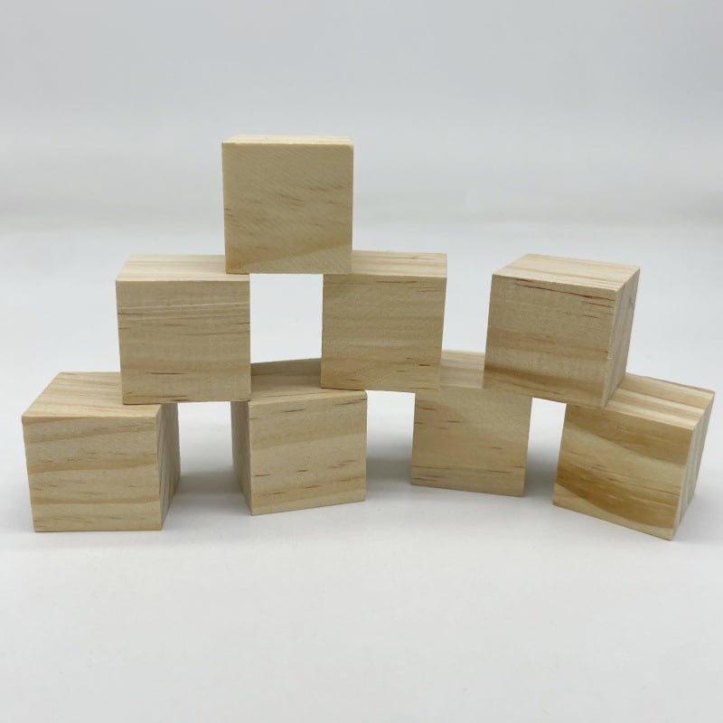 DIAEDGE 8pcs Wood Blocks For Crafting 5cm Unfinished Square Wood Blocks ...