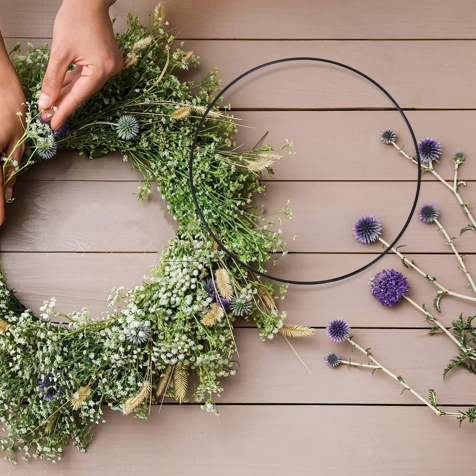 DIAEDGE 9pcs Floral Wreath Hoops Iron Arts Floral Hoops Wedding Wreath ...