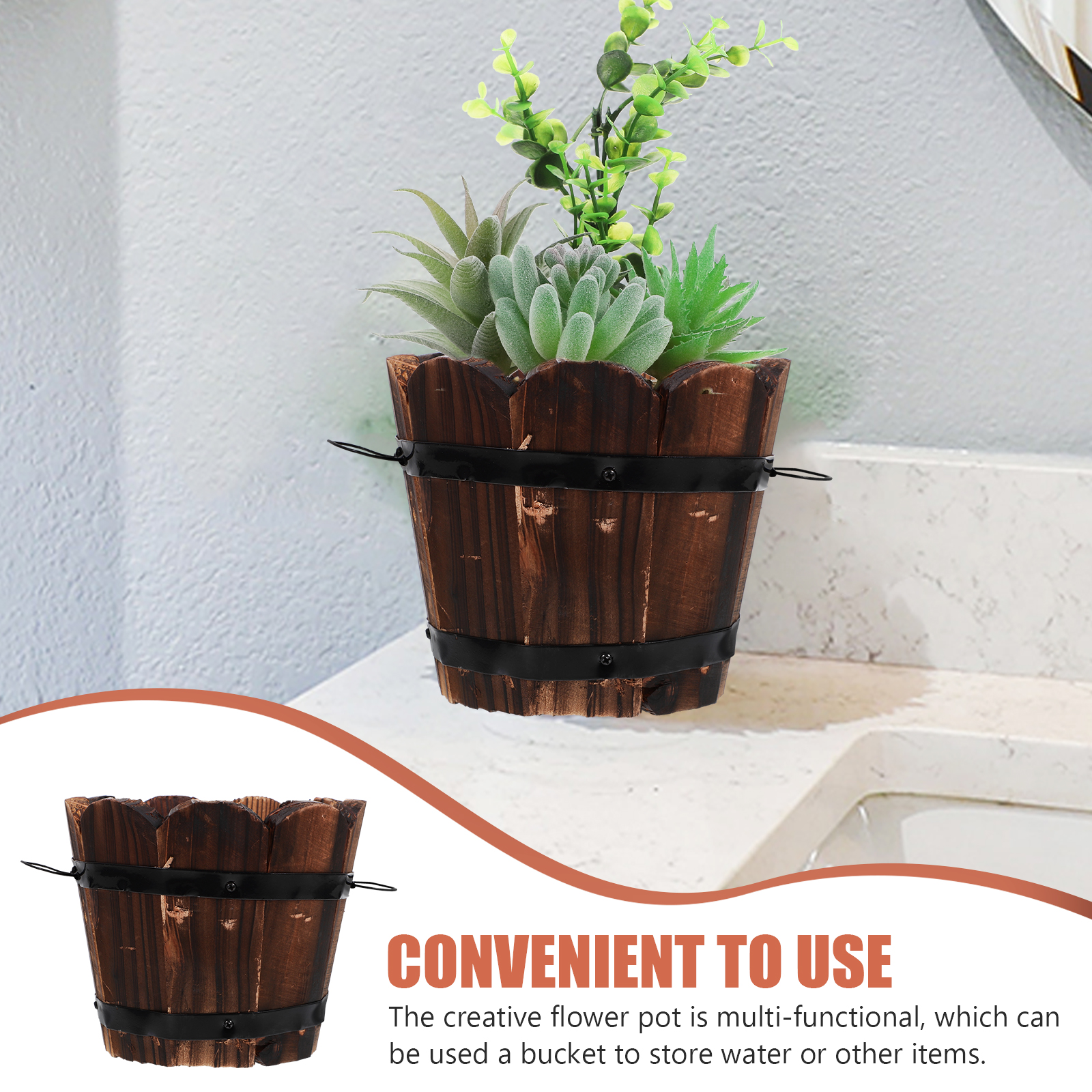 DIAEDGE Barrel Planter Small Planter Pot Garden Tree Planter Garden ...