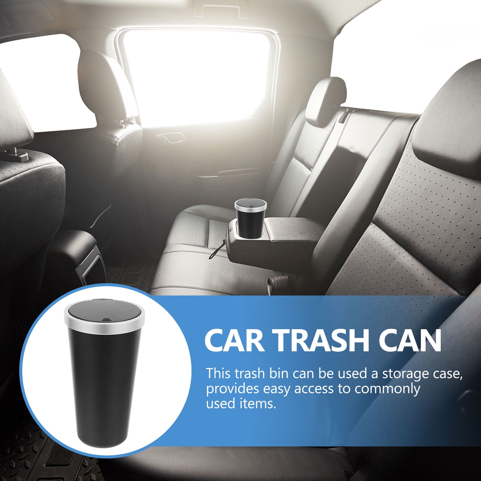 HEMOTON Durable Car Trash Can with Lid for Home Use Black PP Material 1 ...