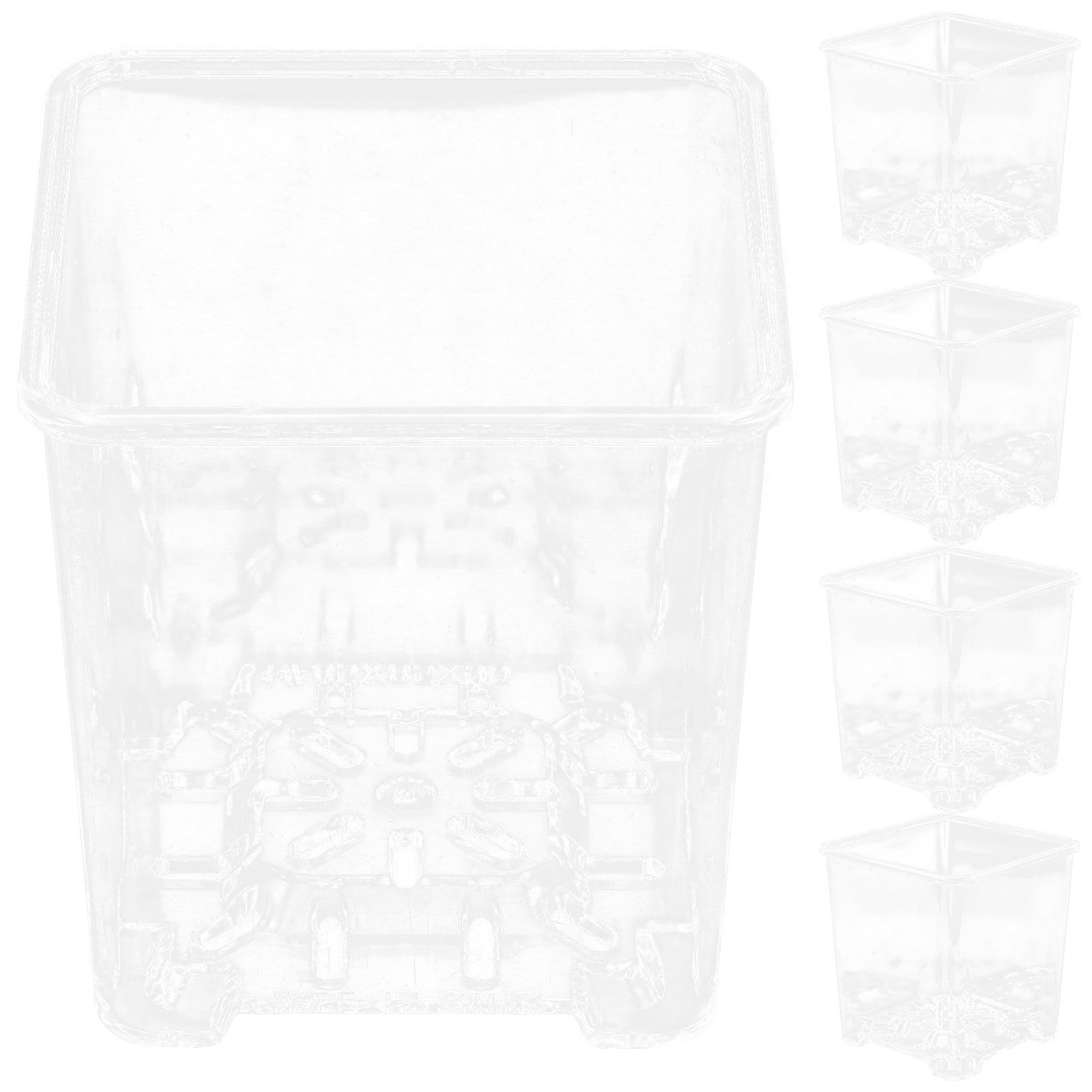 DIAEDGE Clear Square Nursery Plant Pot - 5pcs Orchid Pots with Drainage ...