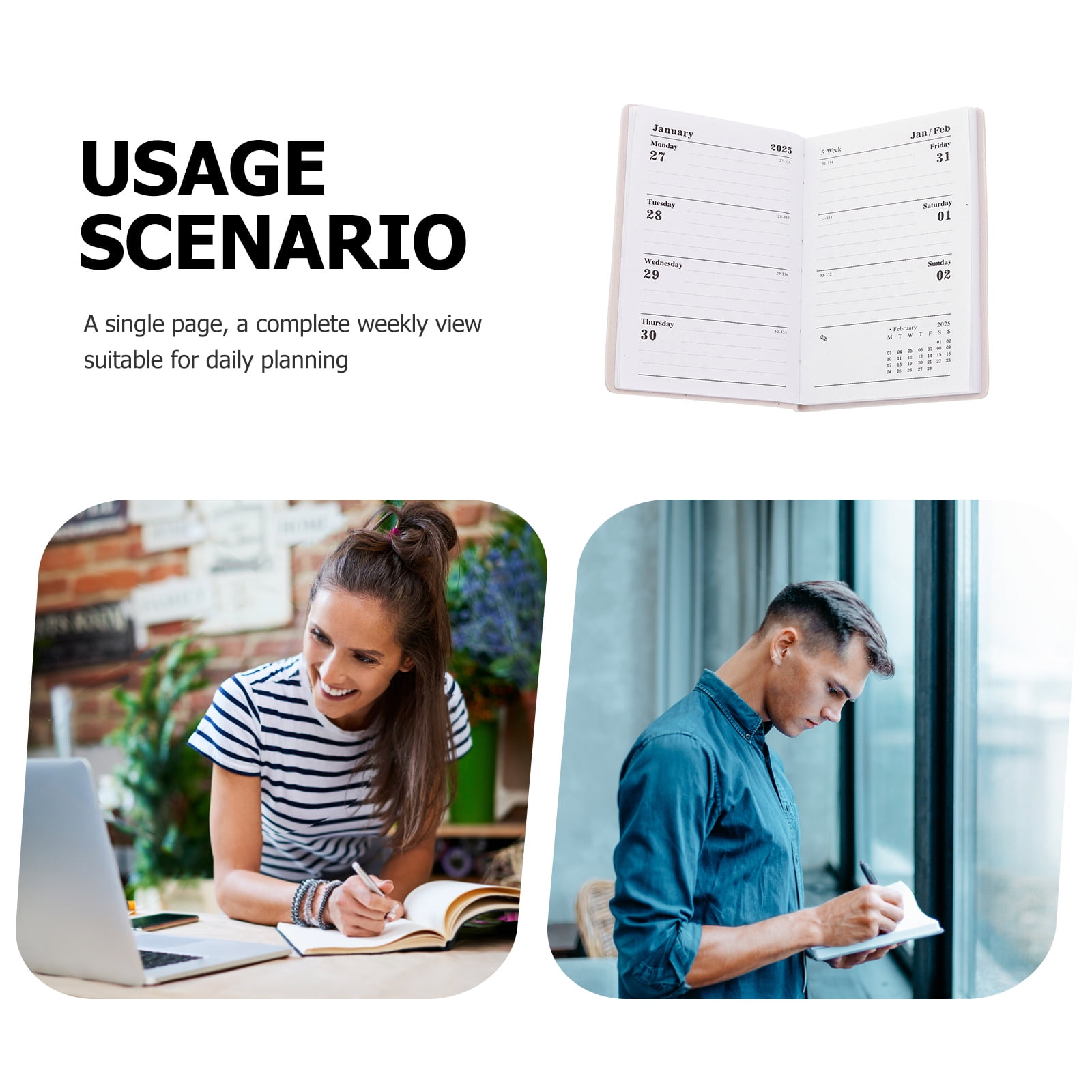 SOPOTUTU daily notebook Office Planner PU Beige 1Pack for Travelers ...