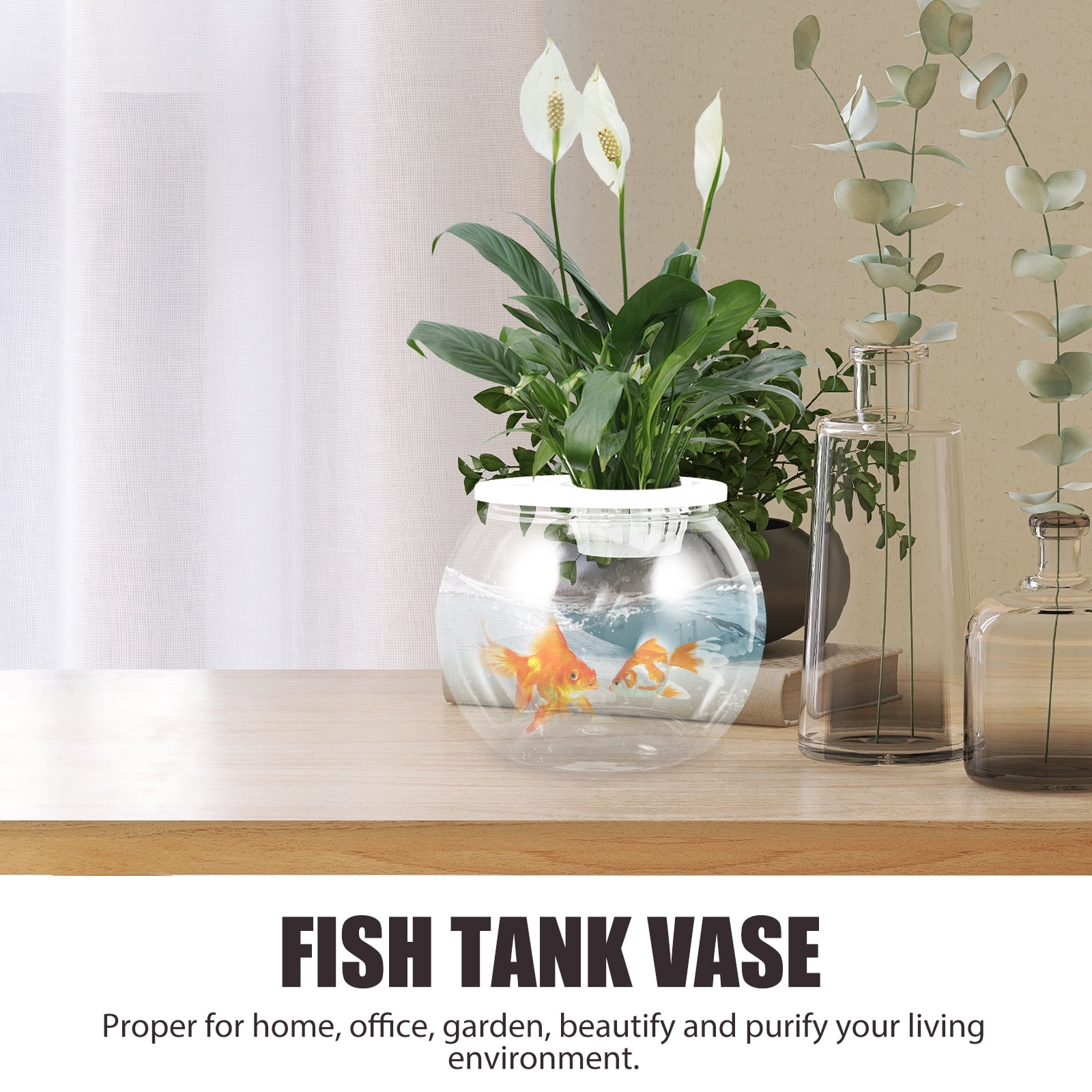 DIAEDGE Desk Fish Tank Clear Aquarium Tank Transparent Goldfish Tank ...