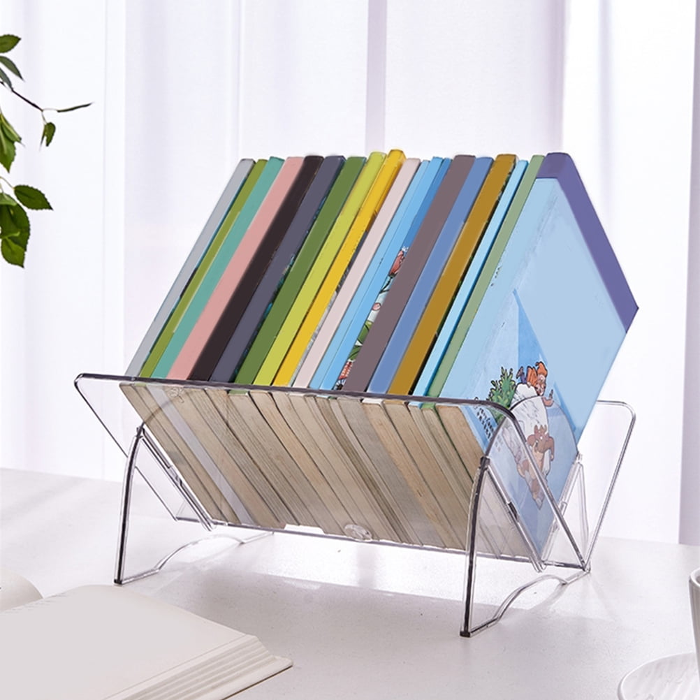 DIAEDGE Desktop Bookcase Book Storage Organizer Bookshelf Clear Modern ...
