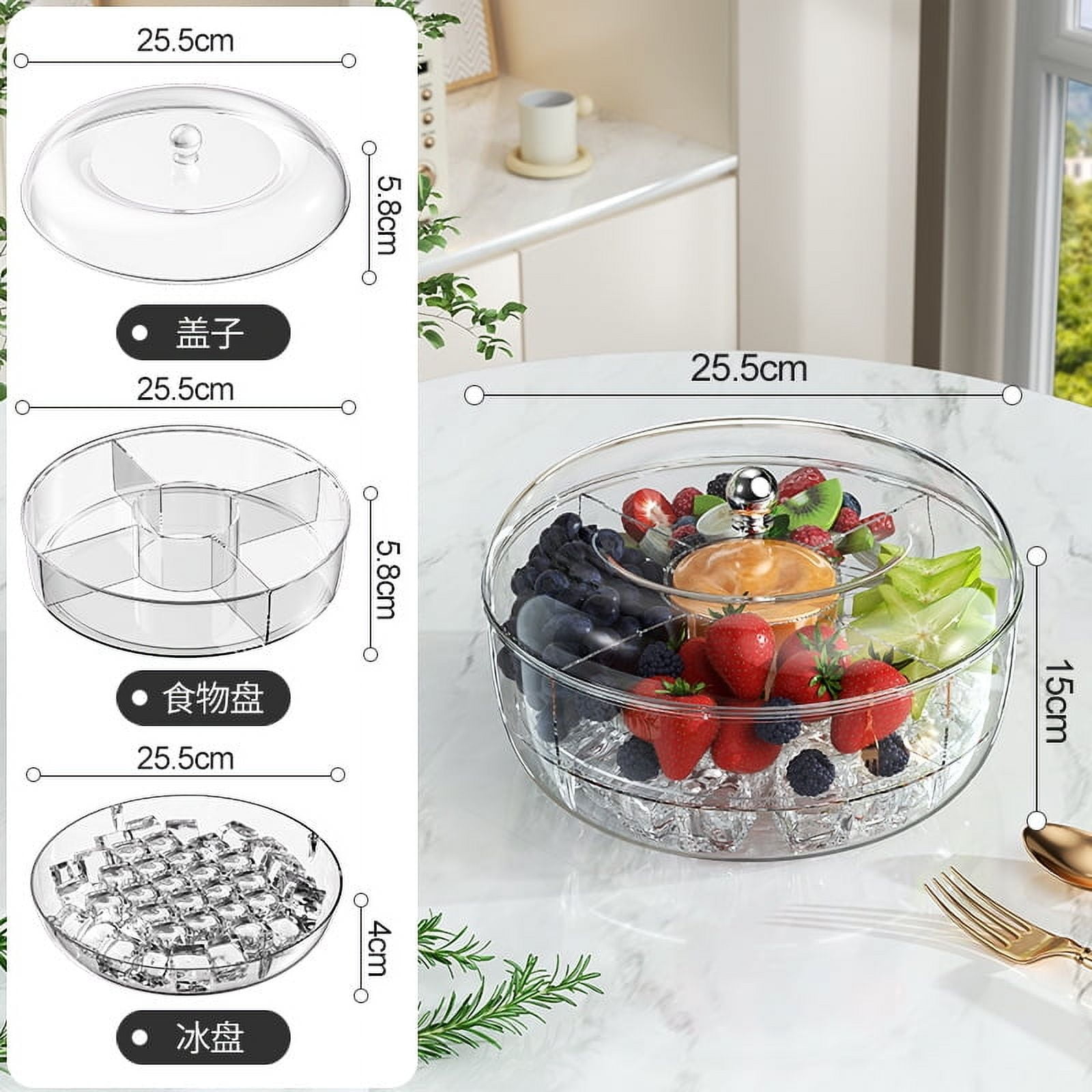 HEMOTON Transparent PET Rotating Snack Serving Tray with Lid for ...