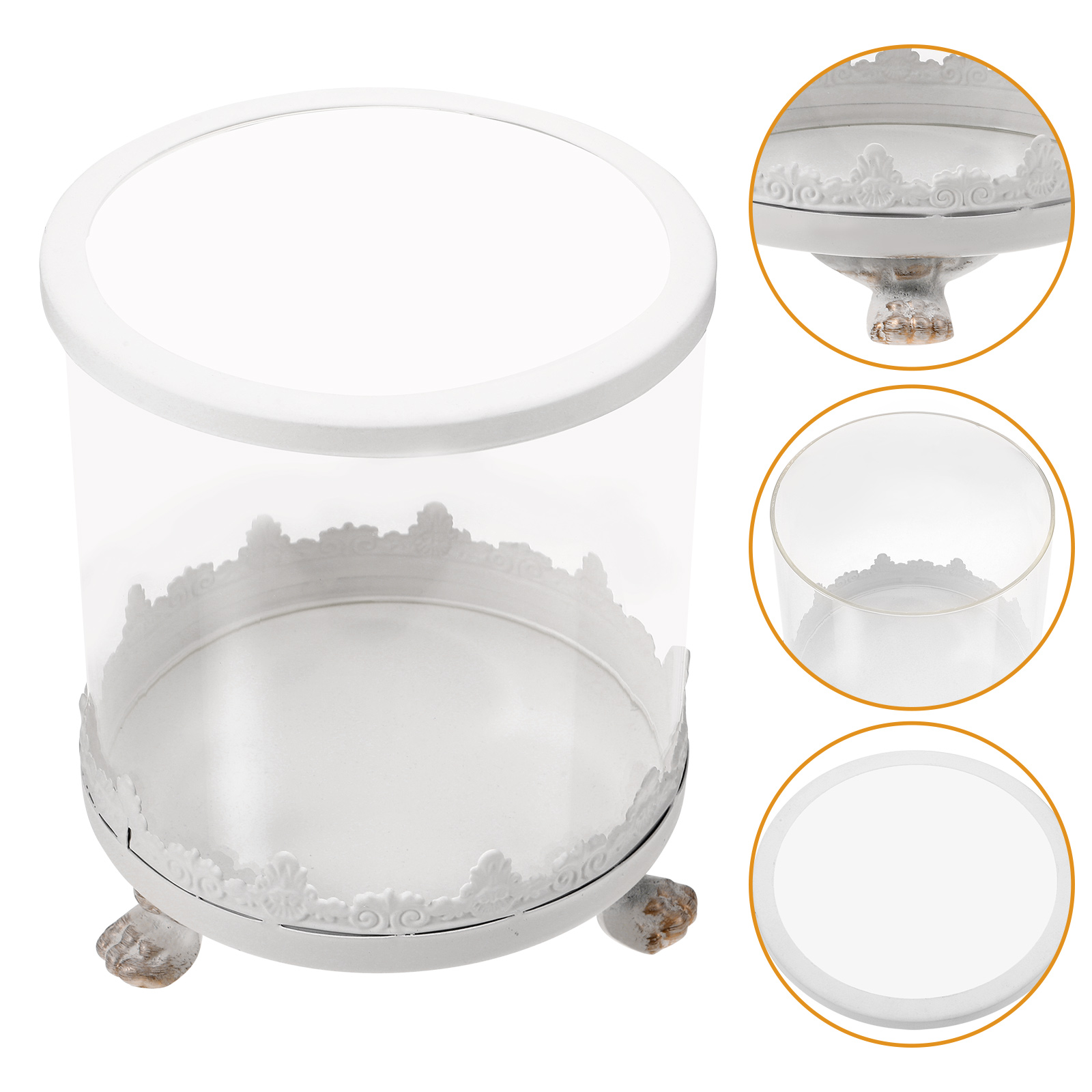 DIAEDGE Eternal Flower Glass Dome with Metal Base Office Home Tabletop ...