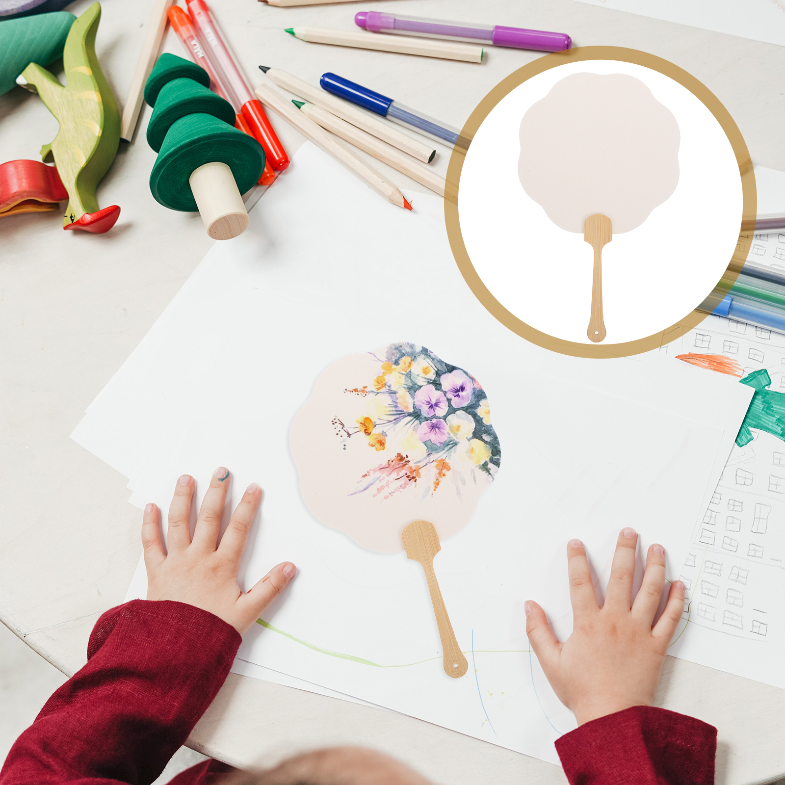 DIAEDGE Fan For Wedding Guests Church Hand Fan Bulk Fan Paper Fan Blank ...