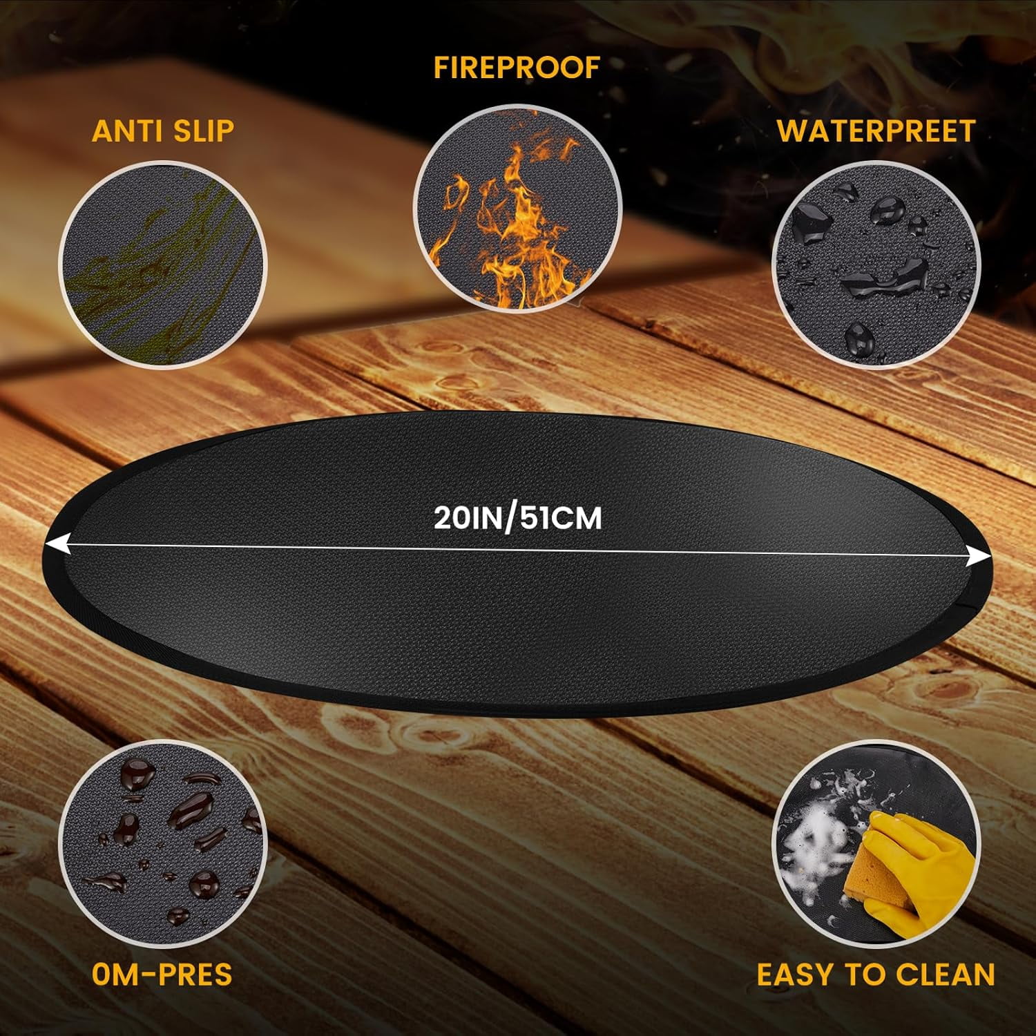 DIAEDGE Fire Pit Mat Stove Mat Circle Heat Mat Fireproof Mat Silicone ...