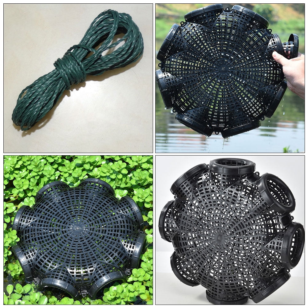 DIAEDGE Flat-bottom Crawfish Trap Multi-holes Crawfish Bait Cage Round ...