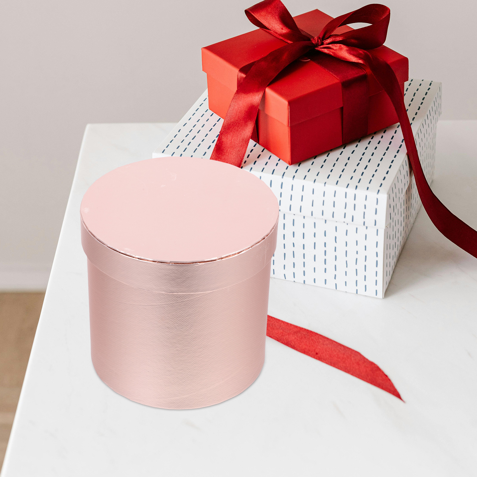 DIAEDGE Flower Bucket Flower Packing Box Round Bouquet Box Small Flower ...