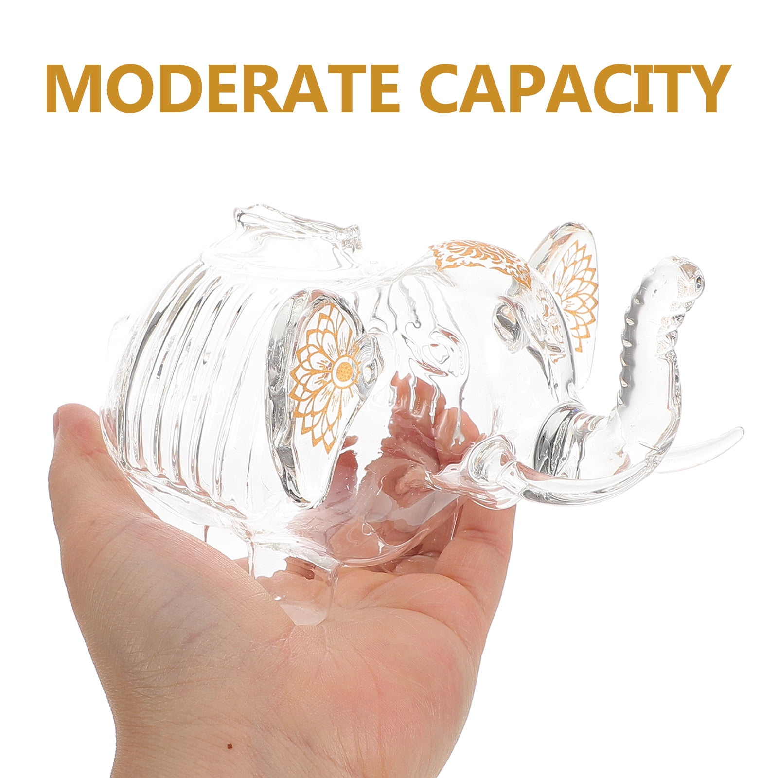 DIAEDGE Glass Elephant Piggy Bank Clear Banks Elephant Statue Change ...