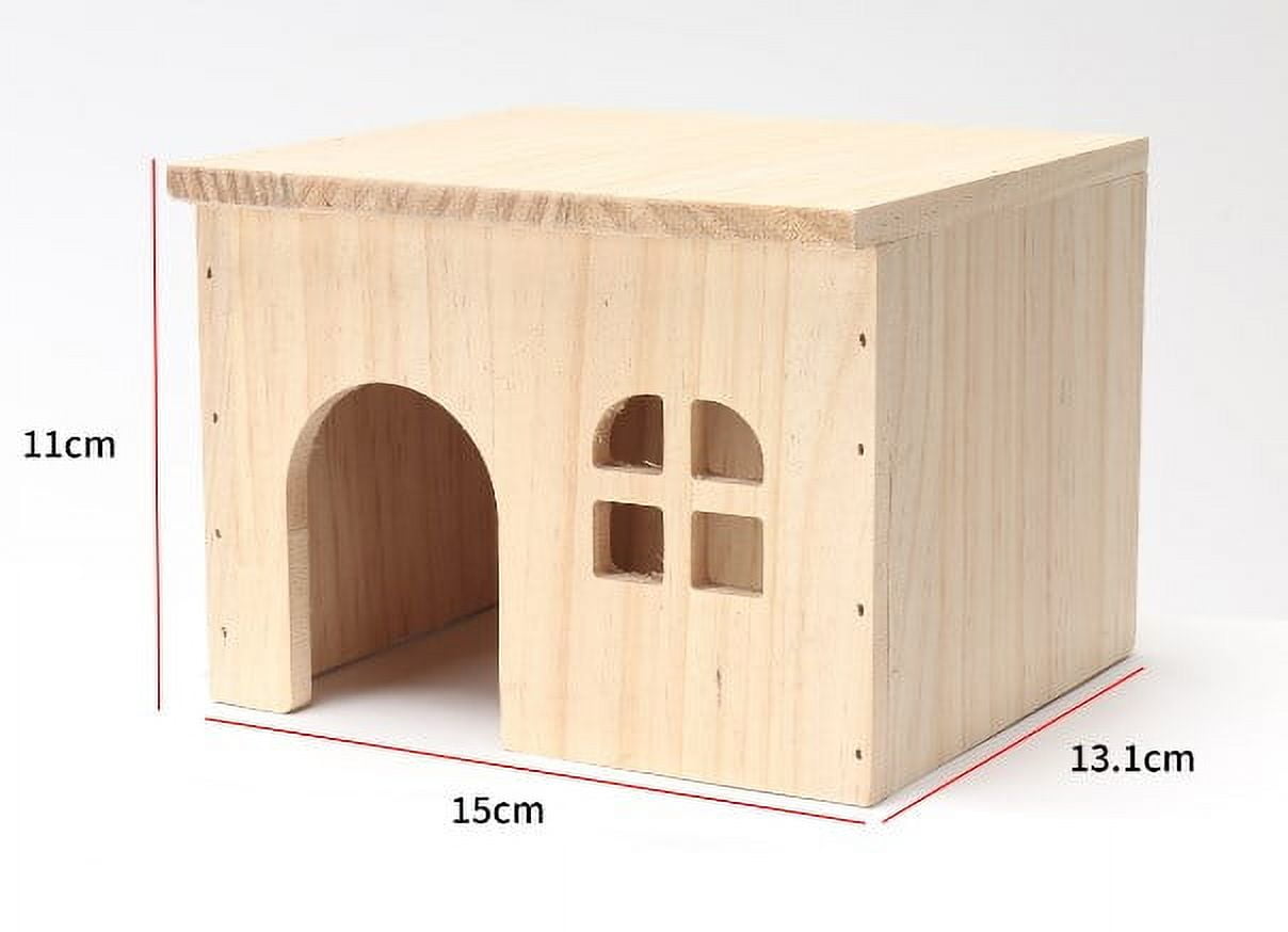 HEMOTON Wooden Hamster House with Stairs for Small Pets Wood ...