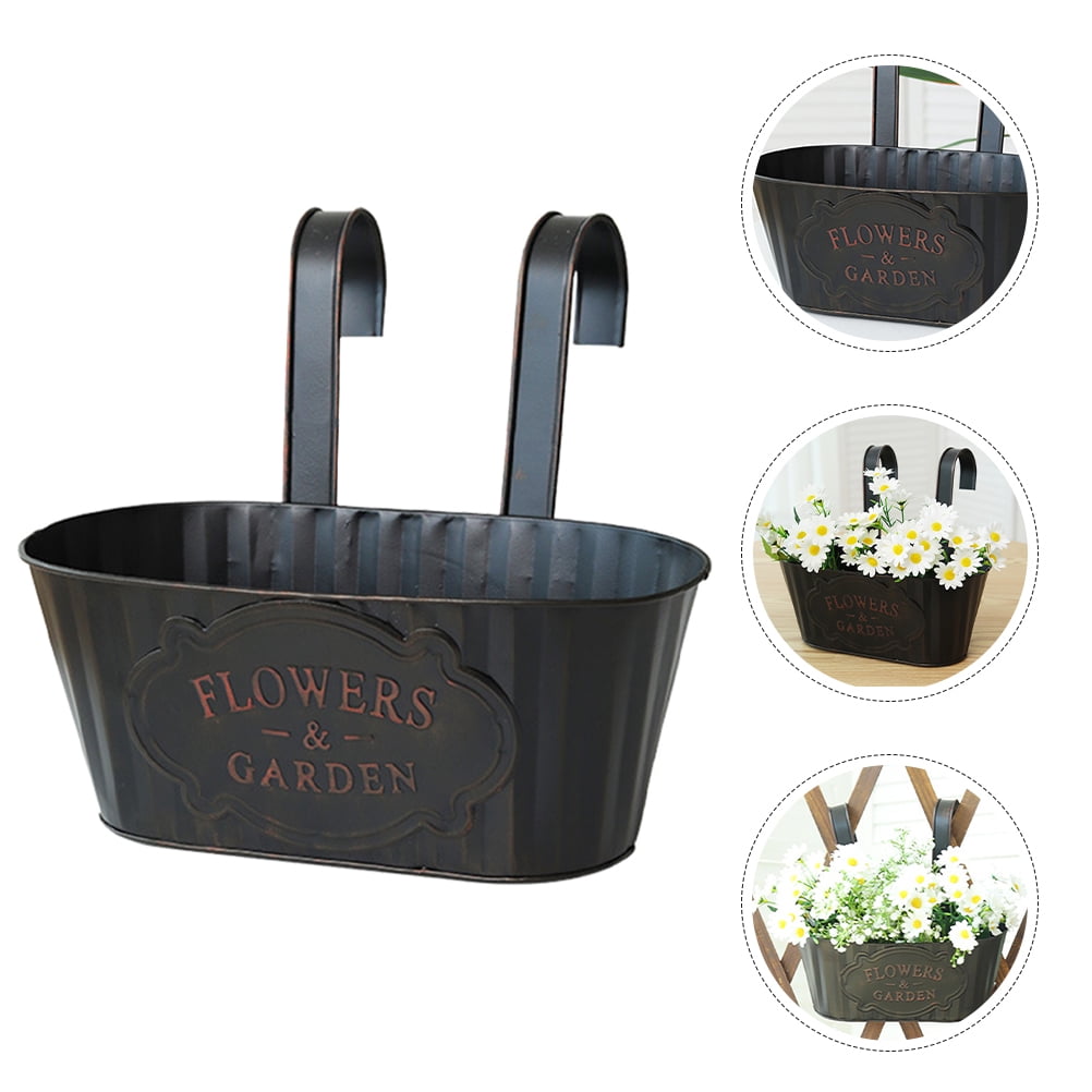 SOPOTUTU Small Iron Bucket Black 1Set 11.02X5.91X4.72in - Walmart.com