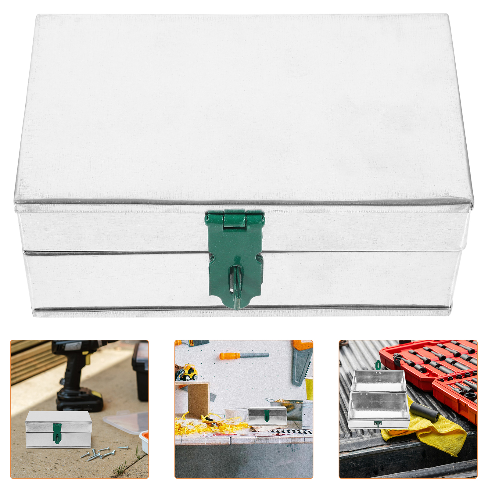 DIAEDGE Iron Sheet Tool Box Lockable Tool Storage Case Document Box ...