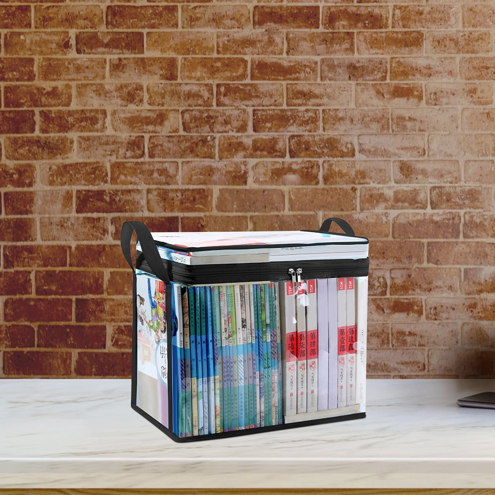 SOPOTUTU Transparent PVC Book Storage Box with Zipper for Home ...