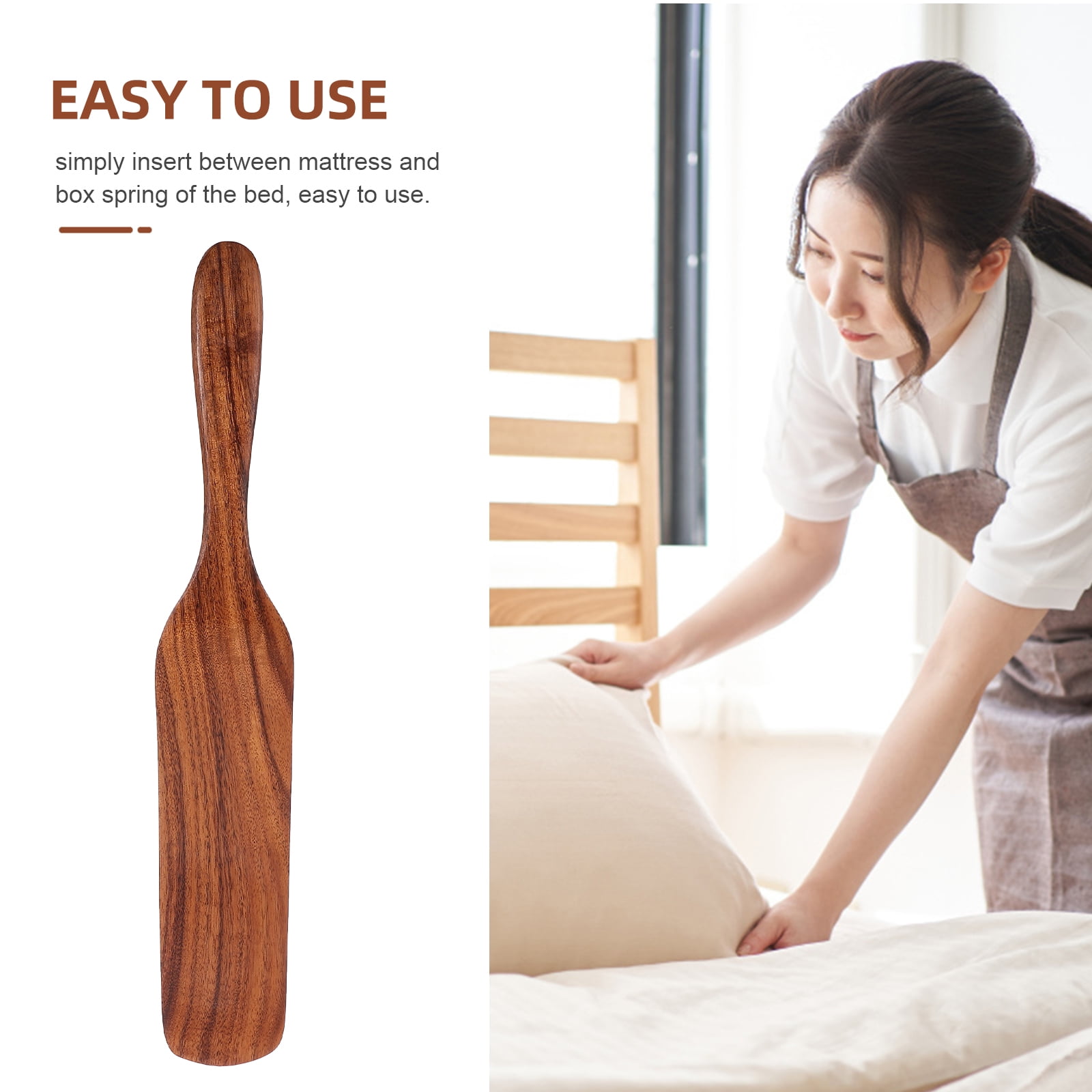 HEMOTON Wooden Mattress Lifter Tool for Changing Sheets at Home Brown ...