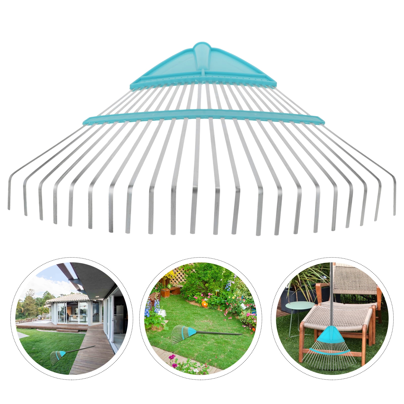 DIAEDGE Metal Gardening Shrub Rake Sanitation Leaf Rake Cleaning Leaf ...