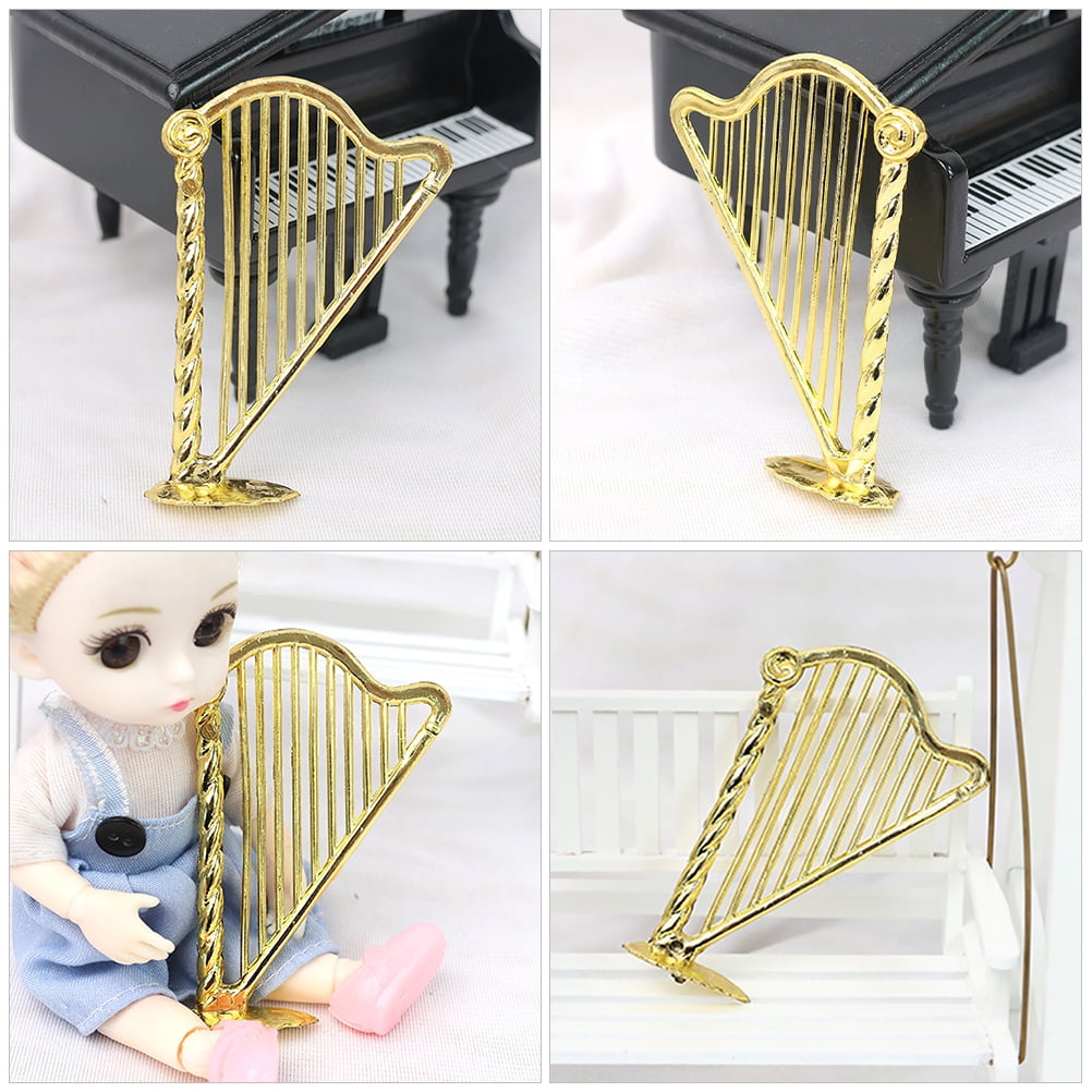 DIAEDGE Mini Harp Adornment Simulation Harp Mini Instrument Model Doll ...