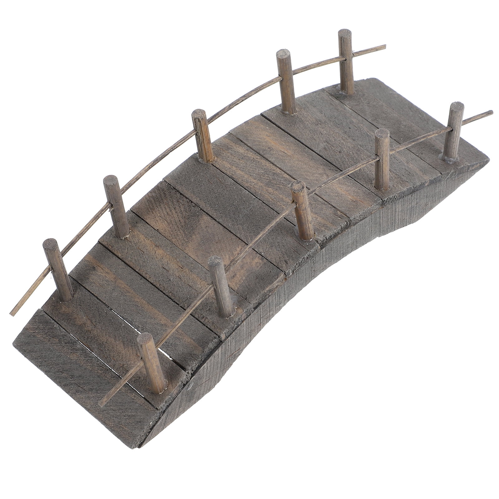 DIAEDGE Miniature Wood Arch Bridge Model Mini House Garden Bridge Decor ...