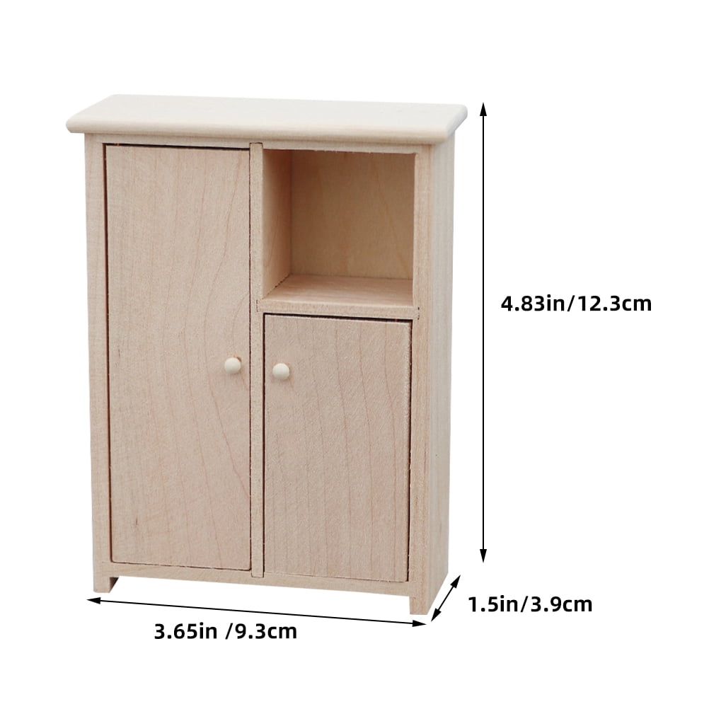 DIAEDGE Miniature Wood Cabinet Model Mini Cabinet Prop Unfinished ...