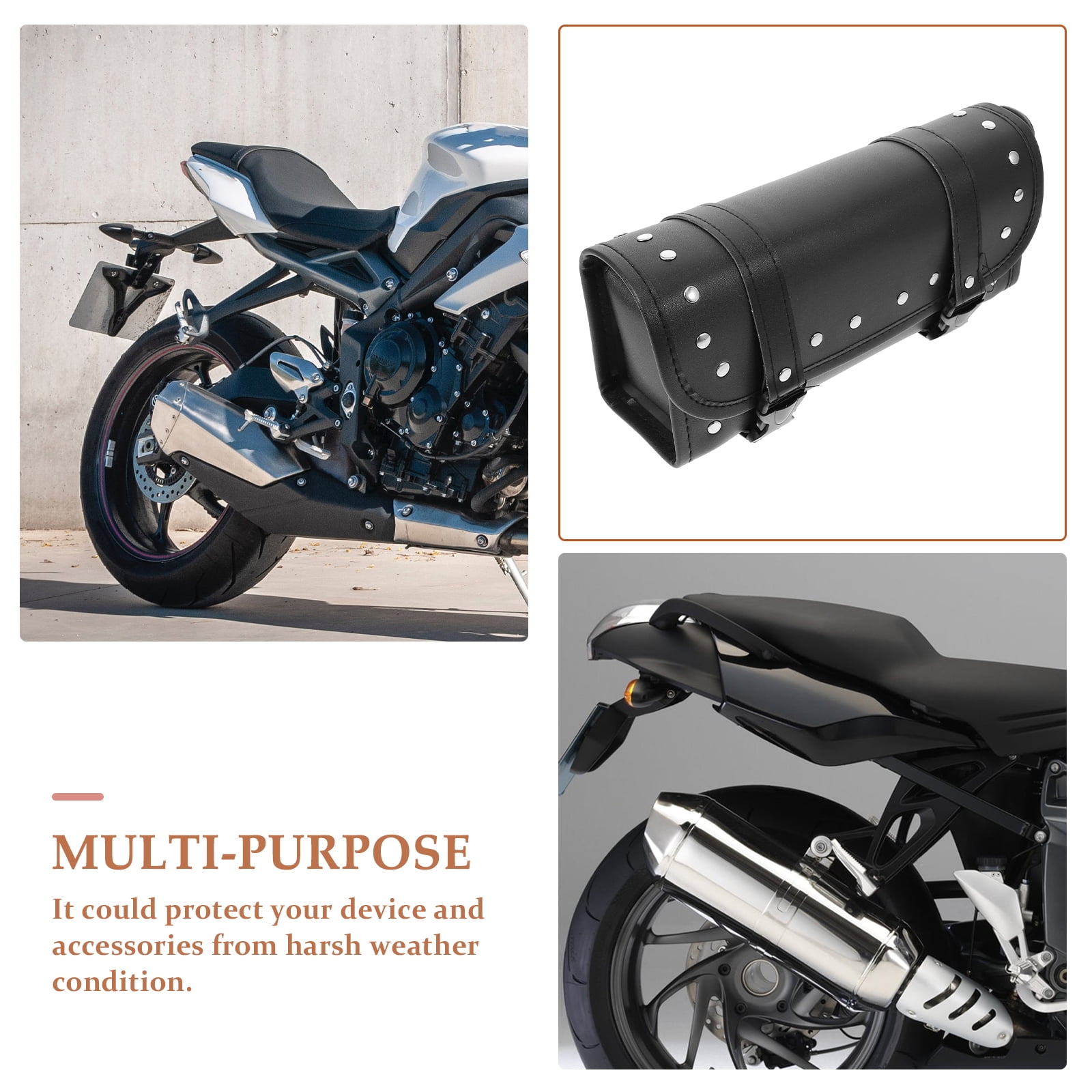 SOPOTUTU Motorbike Handlebar Bag Motorcycle Bag Black Pu 1Pack ...