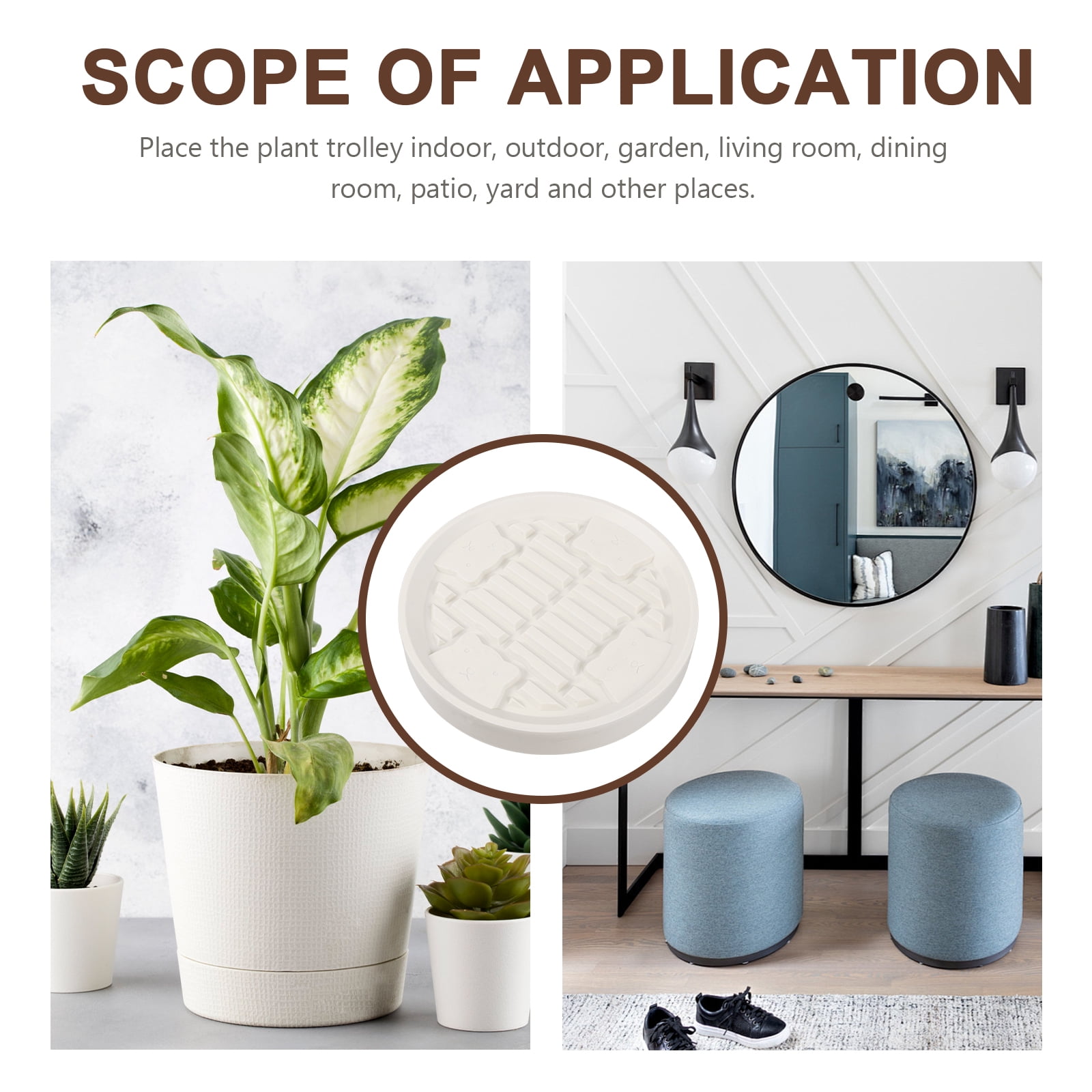 DIAEDGE Plant Tray with Wheels Planter Holder Planter Stand Flowerpot ...