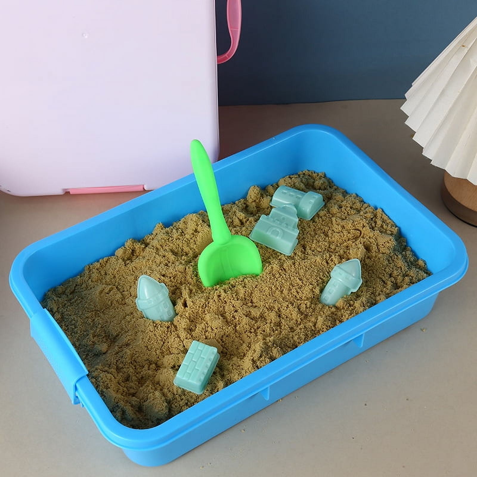 DIAEDGE Portable Sand Tray with Lid Small Plastic Sand Box with Handle ...