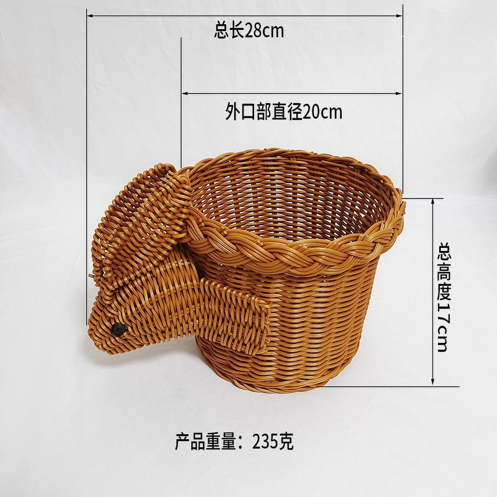 DIAEDGE Rabbit Shaped Storage Bin Basket Hand Woven Bunny Wicker Basket ...
