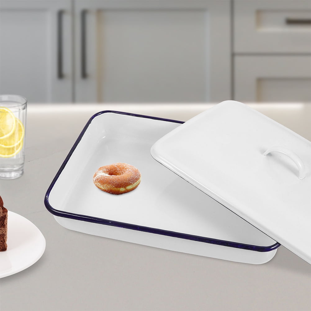 DIAEDGE Rectangular Food Serving Plate Enamel Baking Dish Rectangular ...