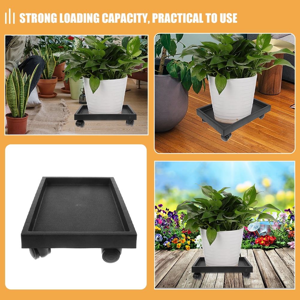 DIAEDGE Rolling Plant Tray Rolling Planter Holder Movable Plant Tray ...